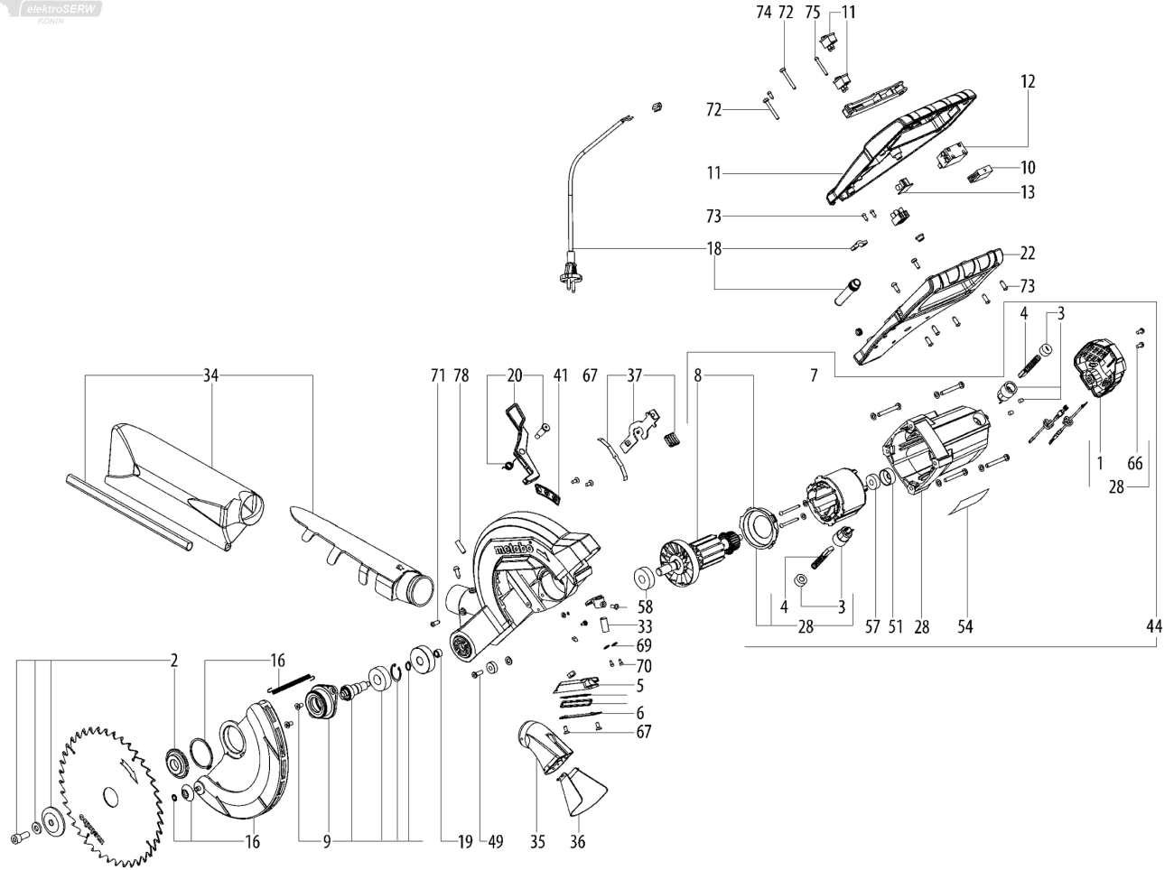 Metabo wirnik do piły / pilarki ukosowej / kapówki / ukośnicy KS 216 M ...